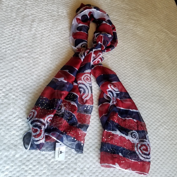 Disney | Accessories | Disney Red Blue Mickey Mouse Sheer Scarf With ...